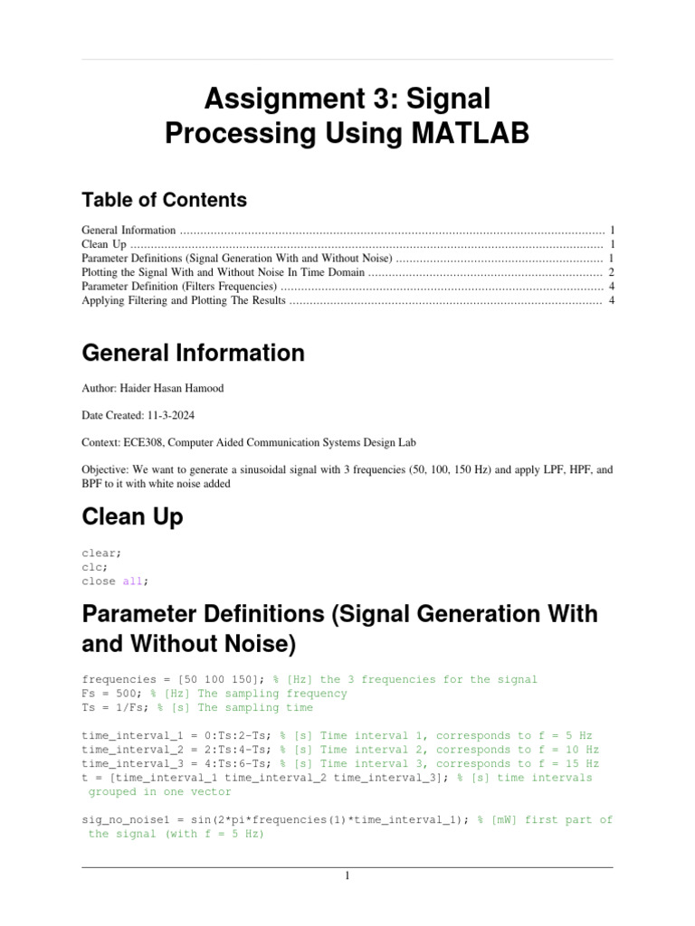 Signal Processing Assignment3 | PDF | Algorithms | Electronics