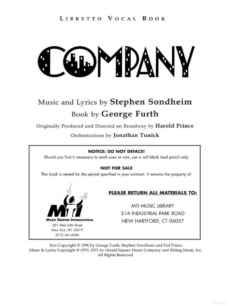 Company Musical Libretto PDF | PDF