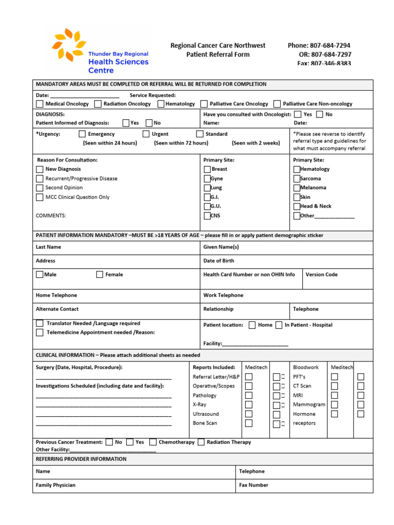 Radiation Therapy Patient Referral Form | PDF | Oncology | Radiation ...
