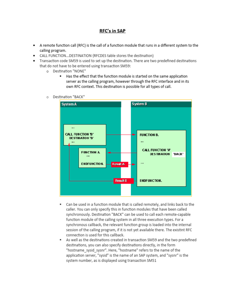 RFC's in SAP | PDF | Database Transaction | Callback (Computer Programming)