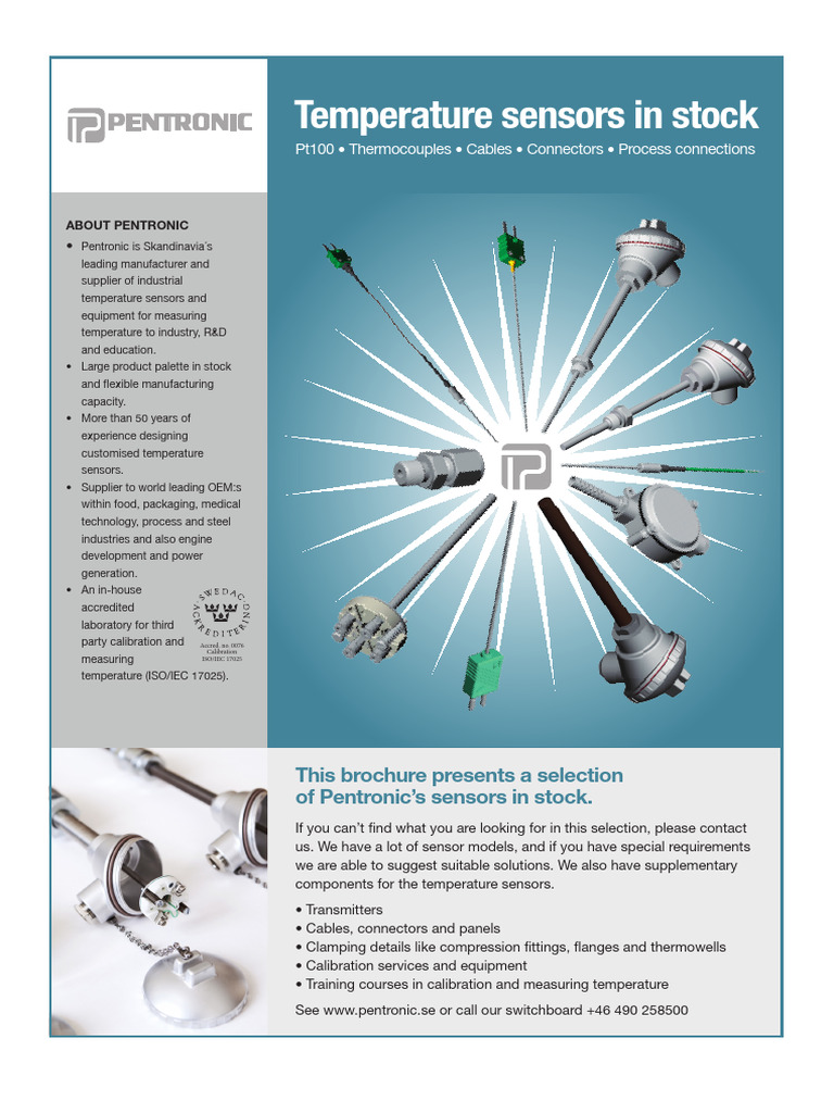 Pentronic Temperature Sensors Brochure | PDF | Thermocouple | Resistor