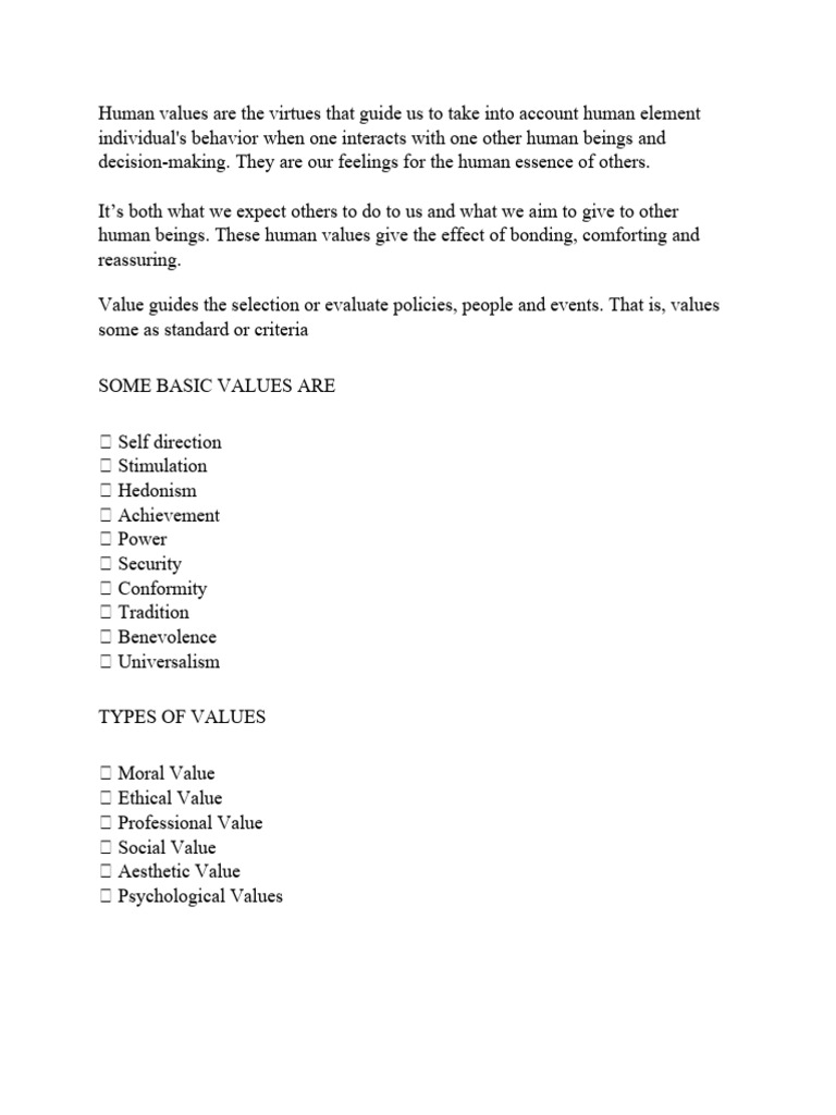 Values In Ethics Pdf Organizational Culture Aesthetics