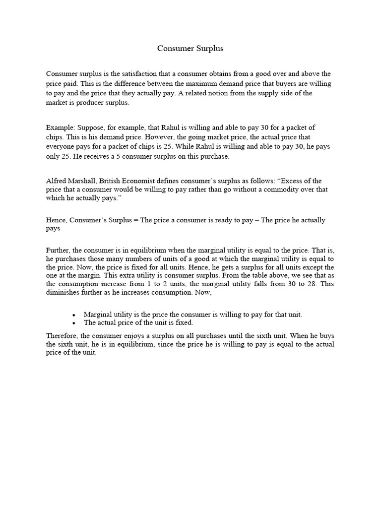 Consumer Surplus Econtent | PDF | Economic Surplus | Prices