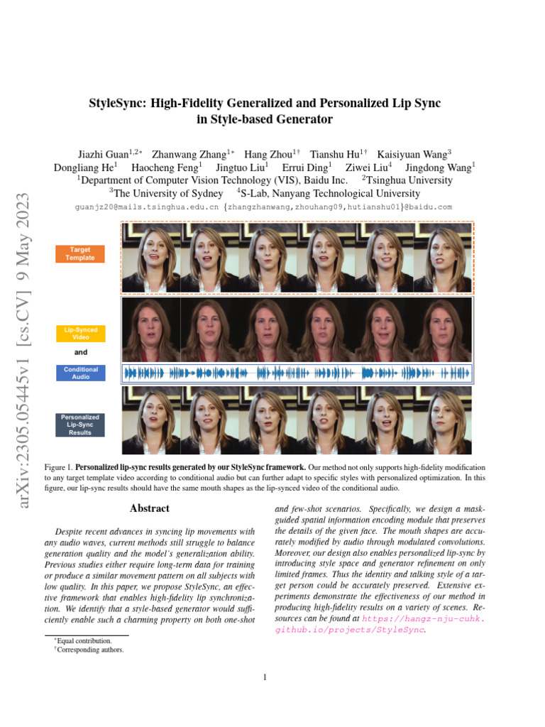 Stylesync: High-Fidelity Generalized and Personalized Lip Sync in Style-Based Generator ...