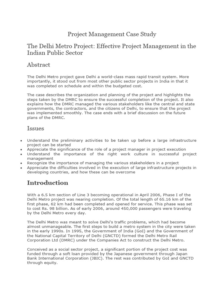 Project Management Case Study (1-3) | PDF | Public–Private Partnership