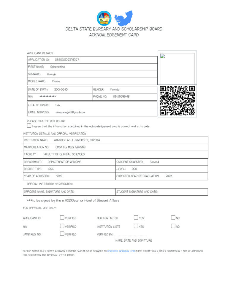 Download Acknowledgement Card | PDF