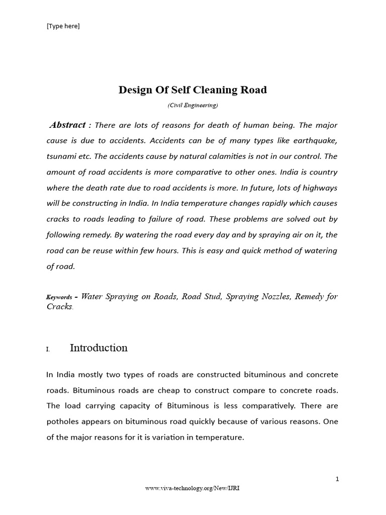 Self-Cleaning Road Design Solutions | PDF | Road | Road Surface