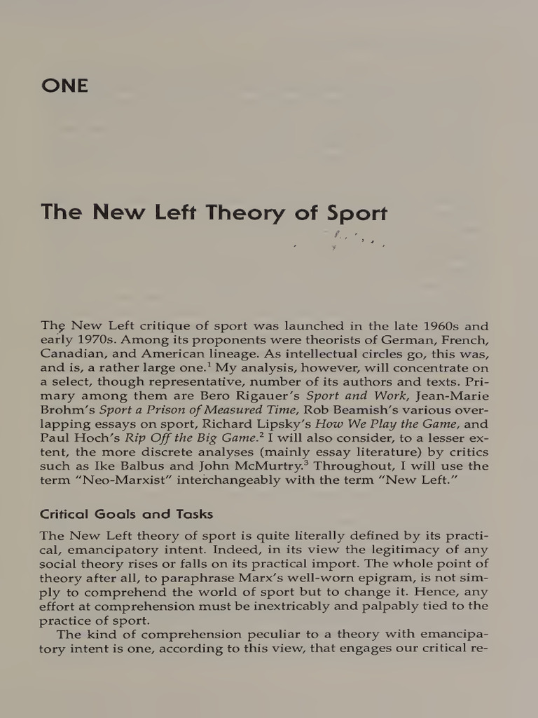The New Left Theory of Sport | PDF | Causality | Concept