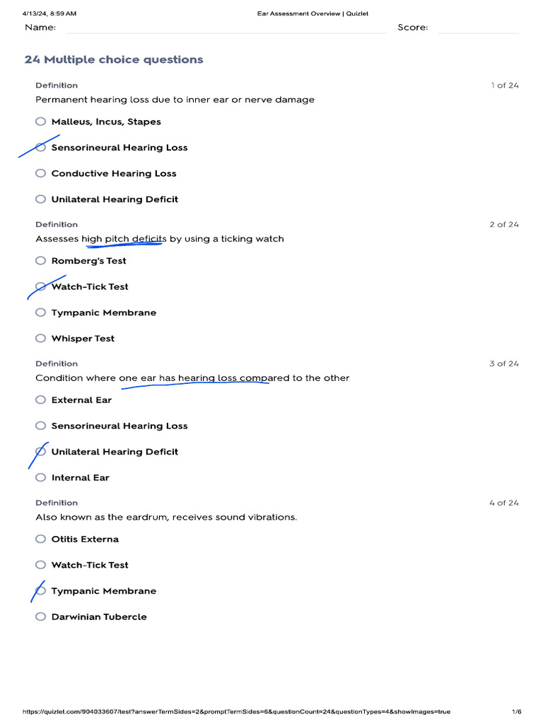 Ears Practice Test | PDF