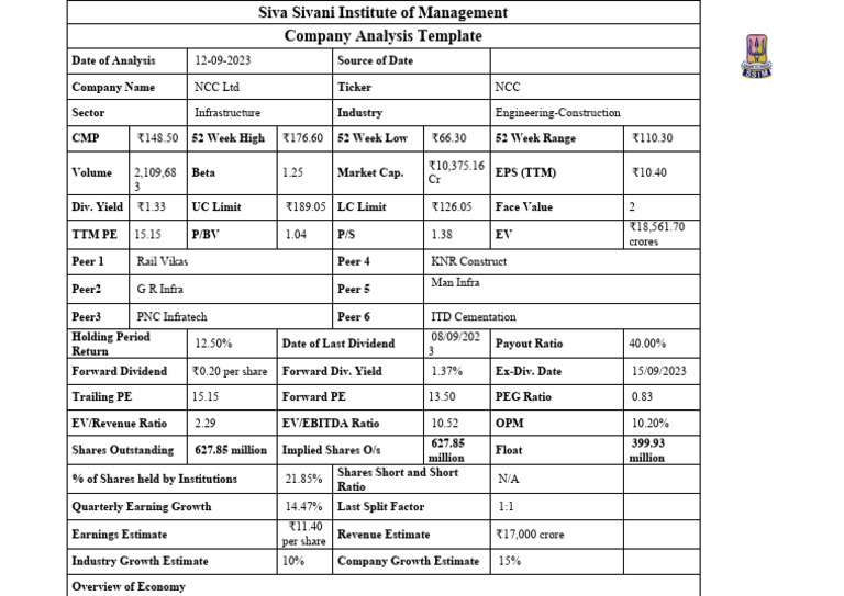 NCC LTD | PDF | Economies | Investing