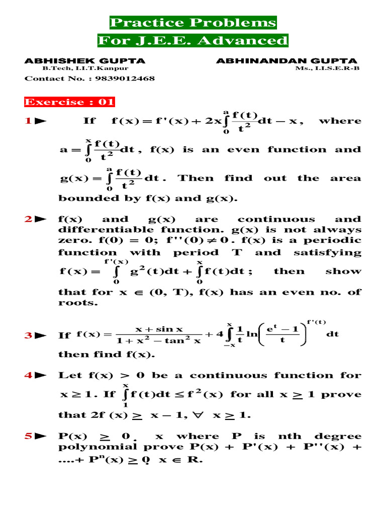 Advanced Ex. - 1 | PDF | Mathematics Of Computing | Mathematical Analysis
