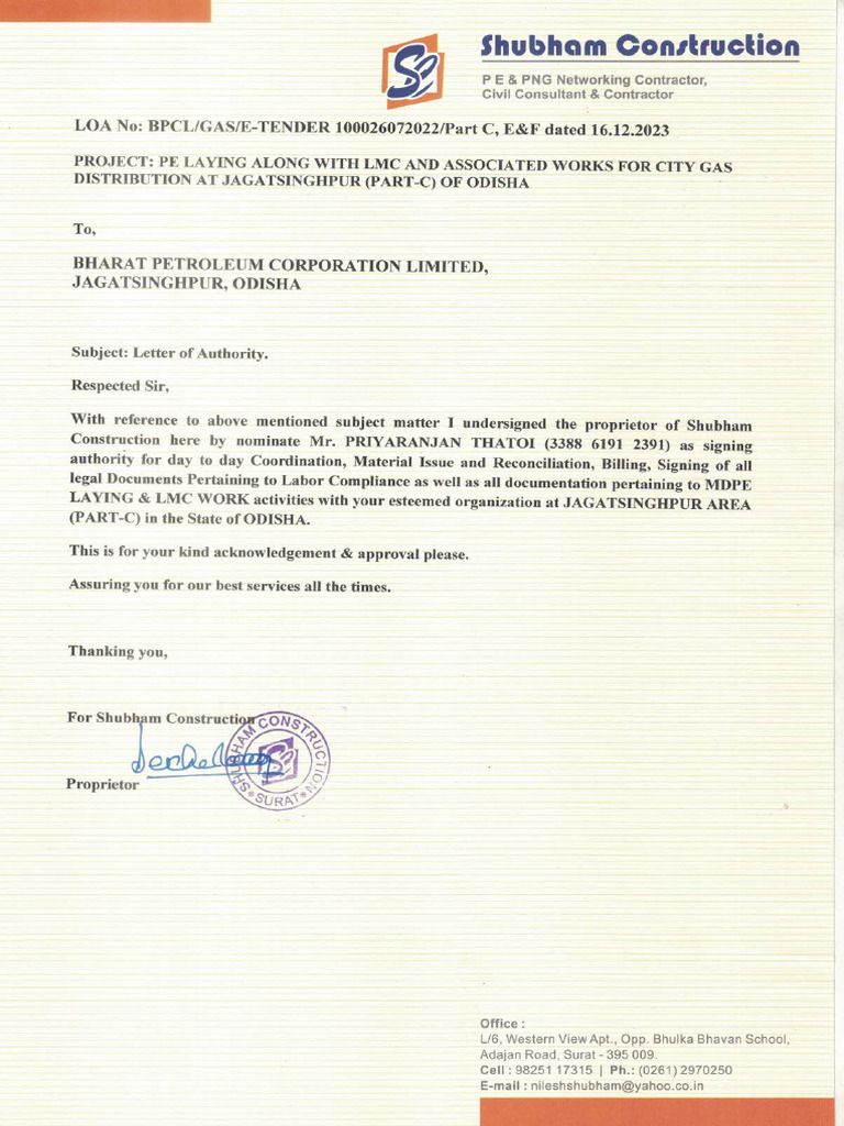 Authority LTR Jagatsinghpur | PDF