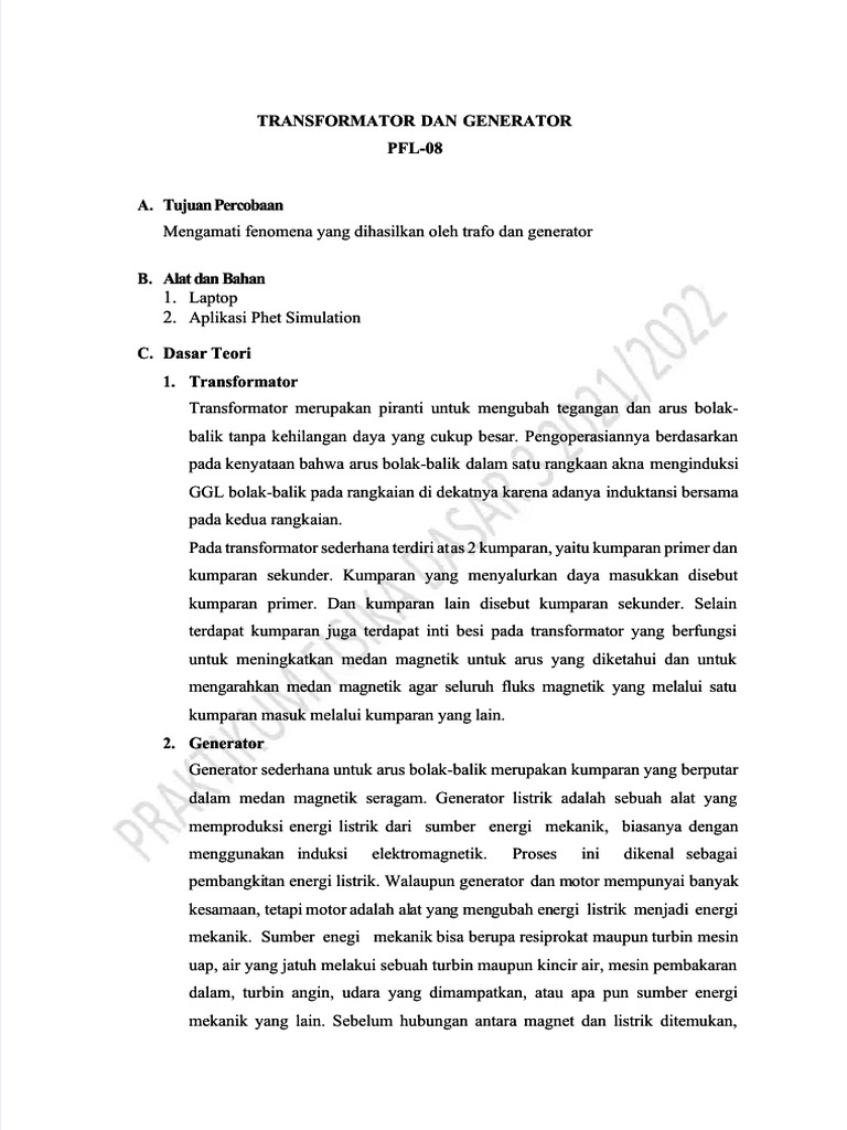 PDF Modul Simulasi Trafo Dan Generator Compress | PDF