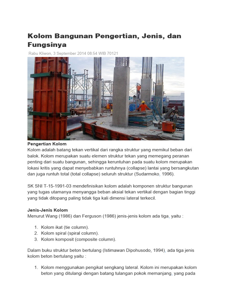 Pengertian dan Jenis Kolom Bangunan | PDF