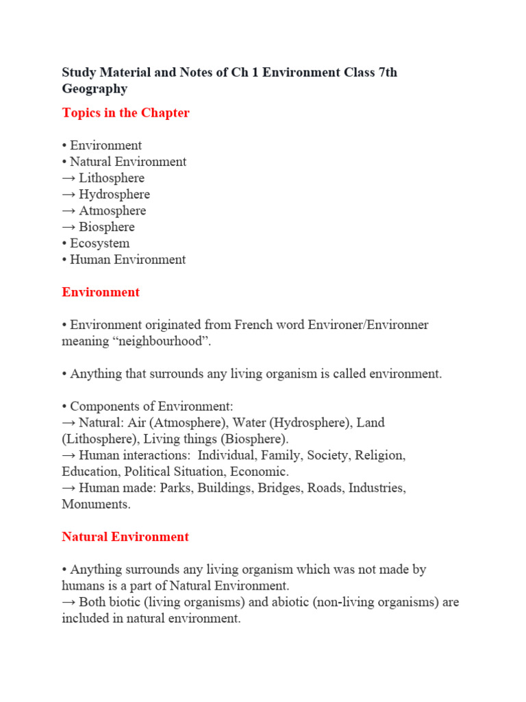 Enviornment class6 Geo | PDF | Natural Environment | Earth