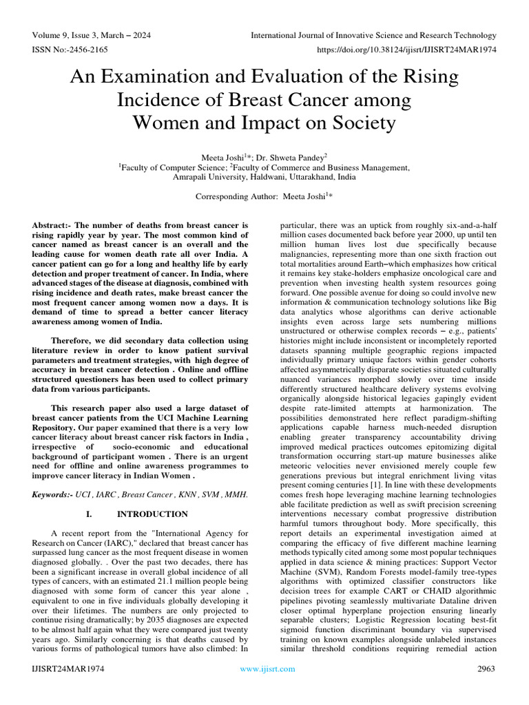 An Examination and Evaluation of The Rising Incidence of Breast Cancer ...