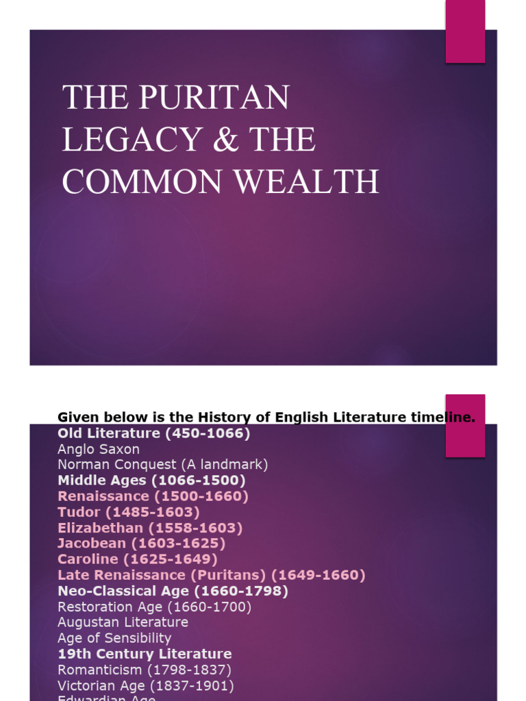 The Puritan Age, 1620-1660 | PDF | John Milton
