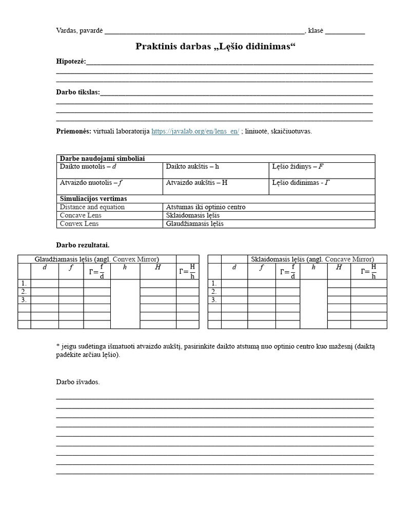 Praktinis Darbas - Lesio Didinimas | PDF