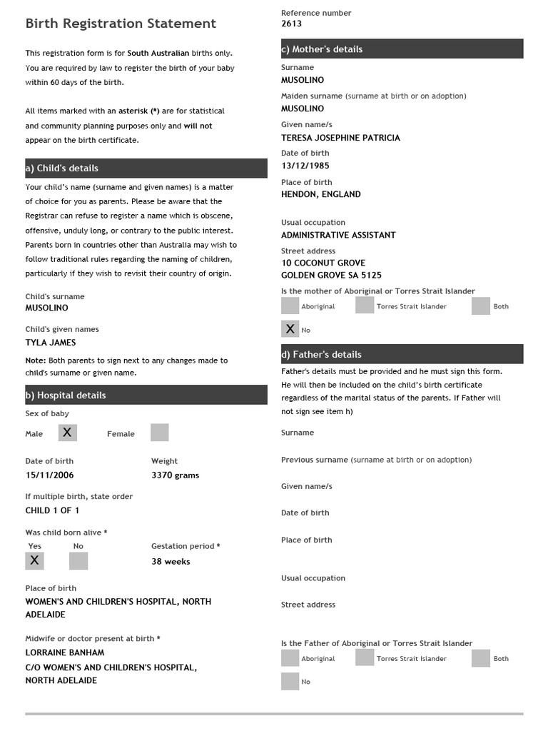 Musolino 2613 3 Statement | Download Free PDF | Birth Certificate | Family