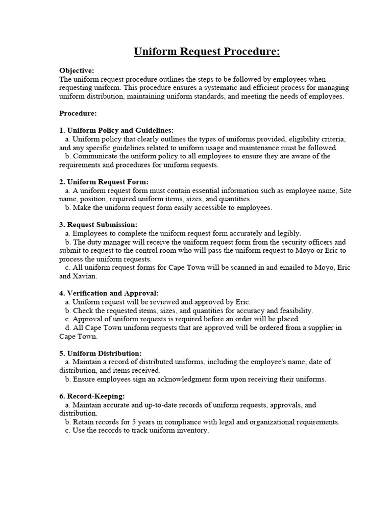 Uniform Request procedure | PDF