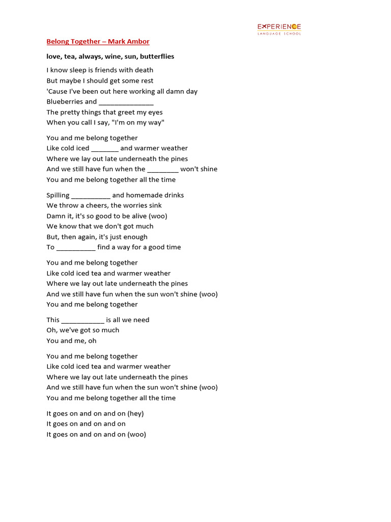 Belong Together by Mark Ambor Lyrics | PDF | Poetry