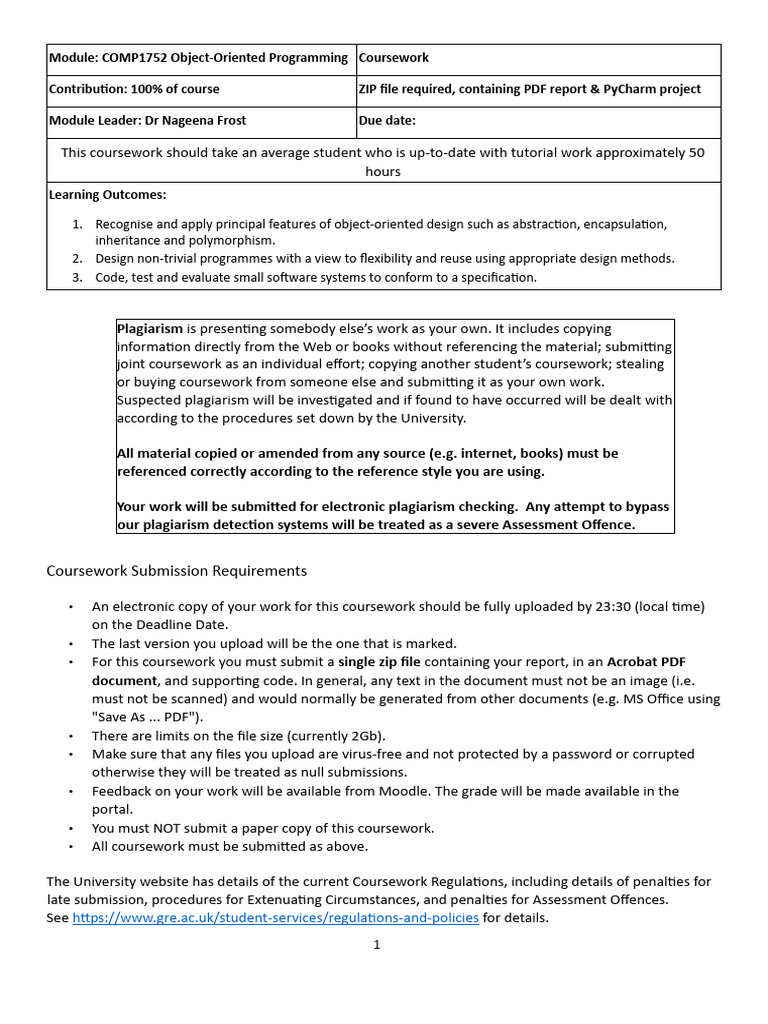 Video Player Simulation Coursework Guide | PDF | Plagiarism | Computer ...