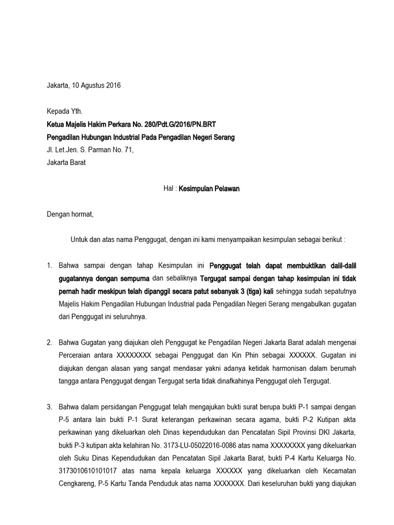 Contoh Kesimpulan Perdata | PDF