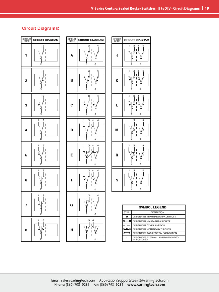V-Series Rocker Switch Circuit Diagrams | PDF | Switch | Machines
