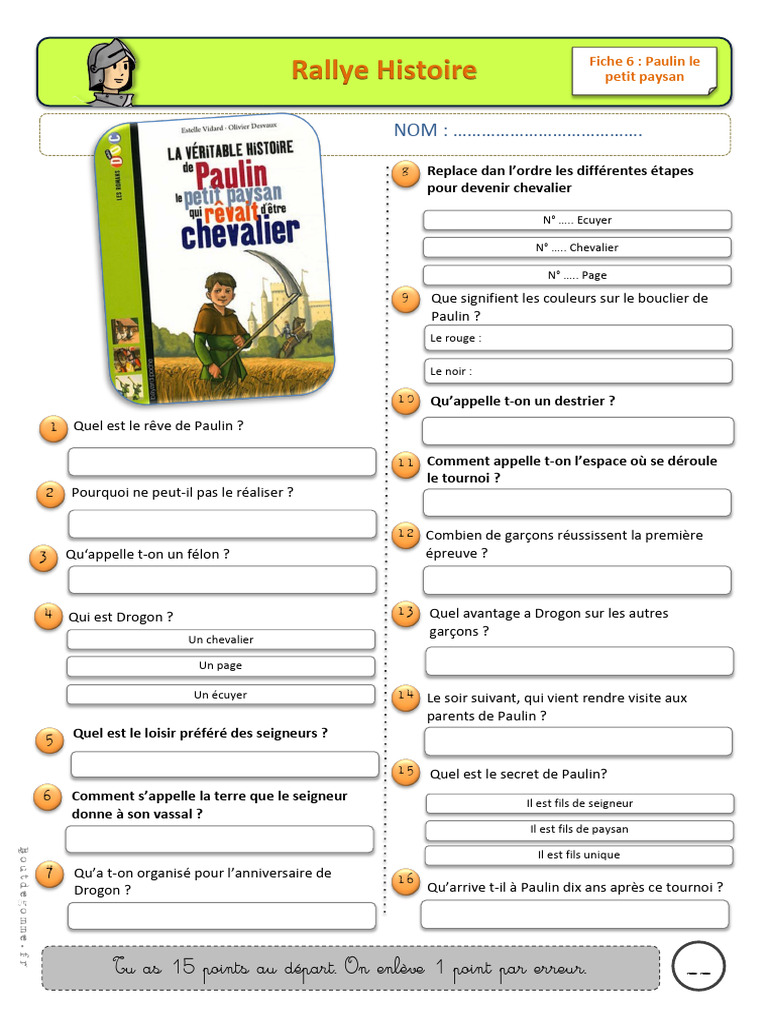 Questionnaire sur Paulin le paysan | PDF