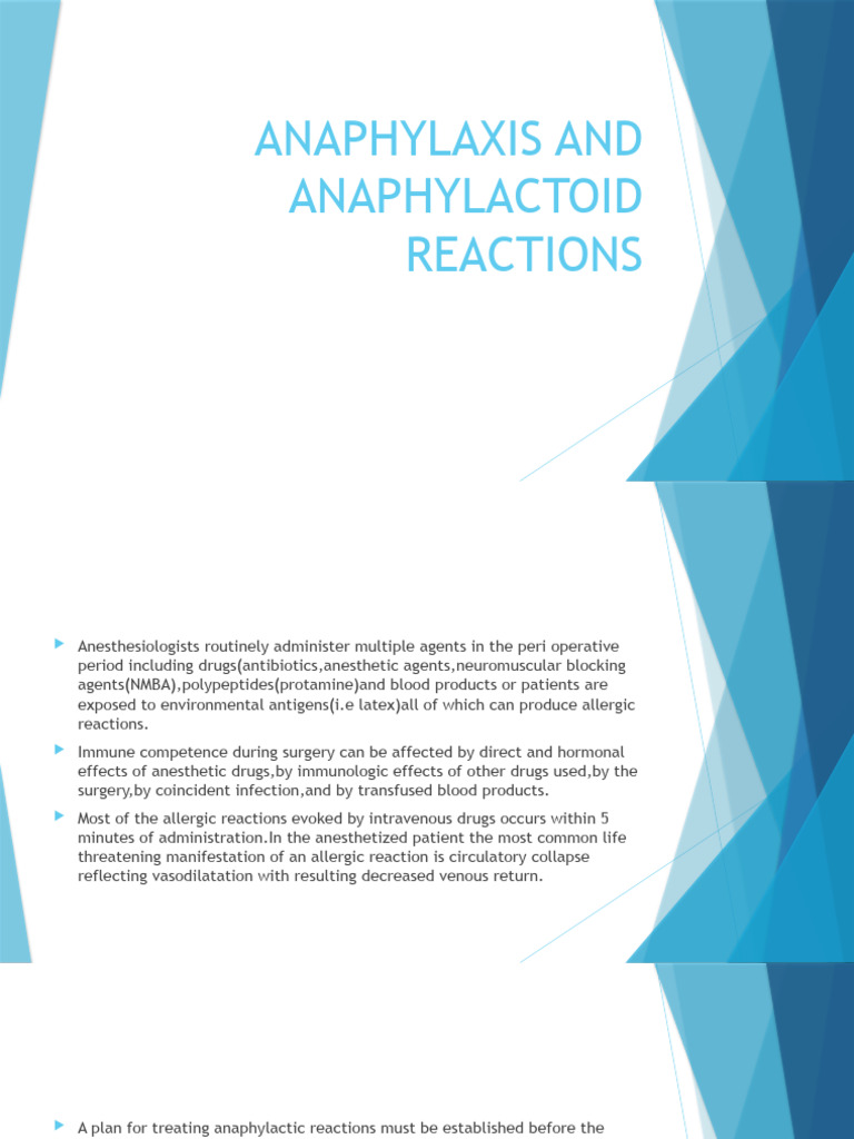 Anaphylaxis and Anaphylactoid Reactions | PDF | Granulocyte | Immune System