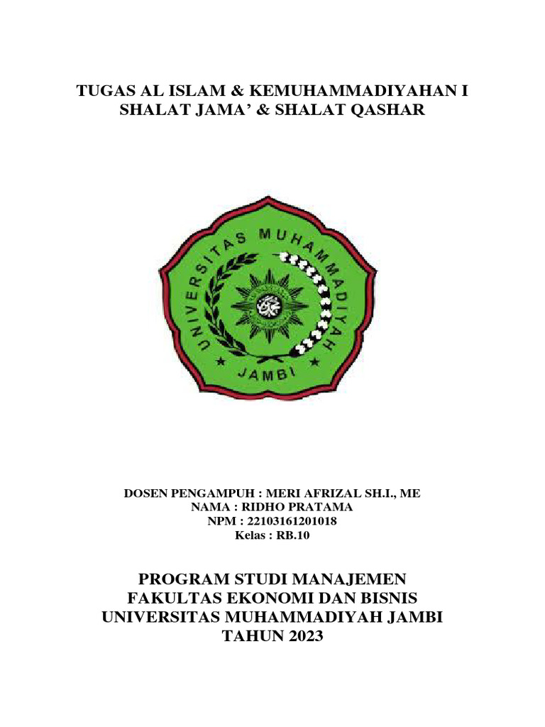Ridho Pratama (Shalat Jama' Dan Shalat Qashar) | PDF | Agama ...
