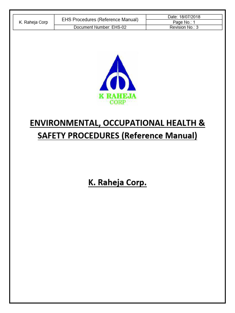EHS Manual | PDF | First Aid | Personal Protective Equipment