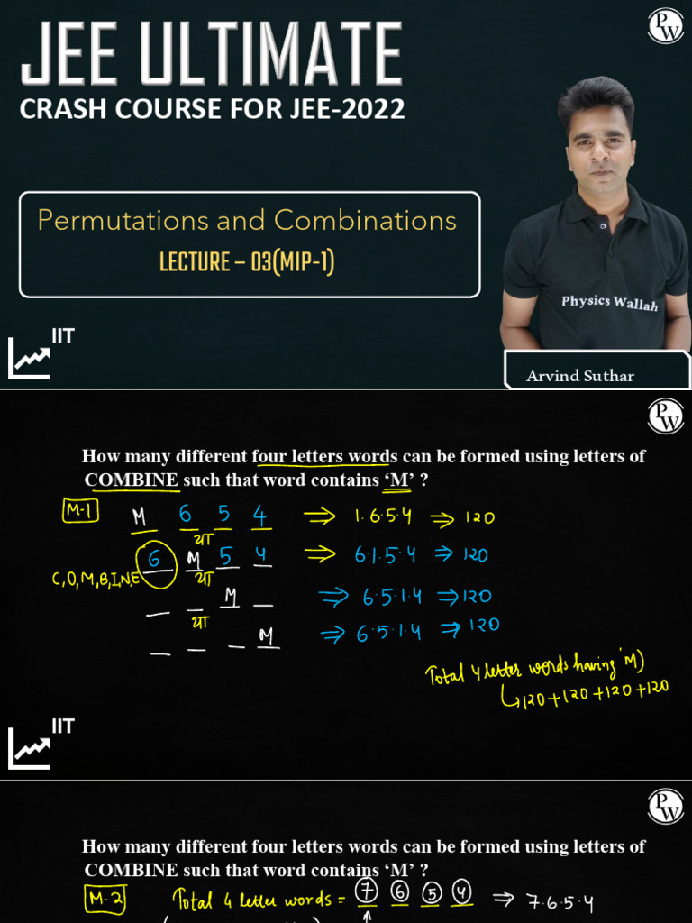 Permutations & Combinations 03 - Class Notes | PDF | Word | Writing
