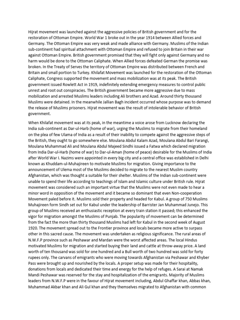 The Hijrat Movement | PDF | History