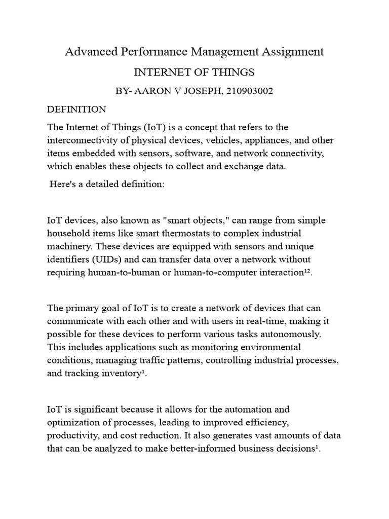 APM Assignment Aaron Joseph Indvl | PDF | Internet Of Things | Home Automation