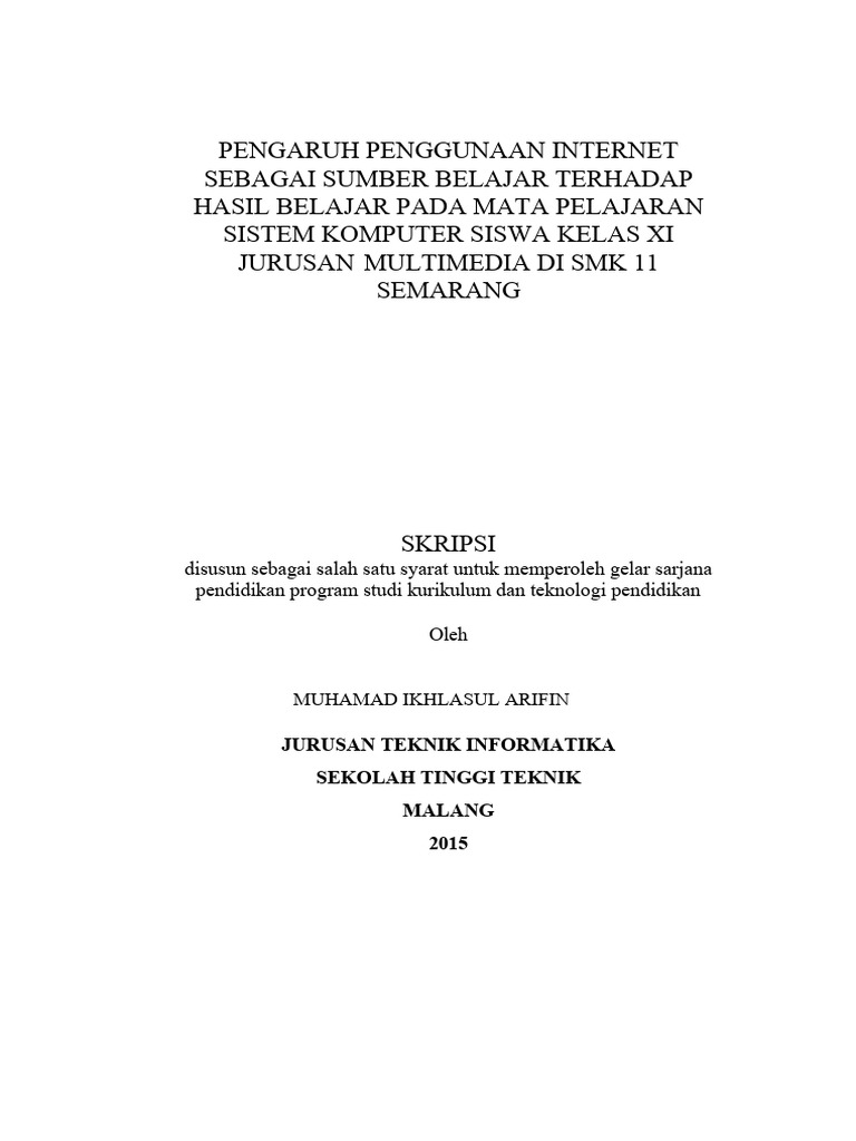 Pengaruh Internet pada Hasil Belajar Siswa | PDF