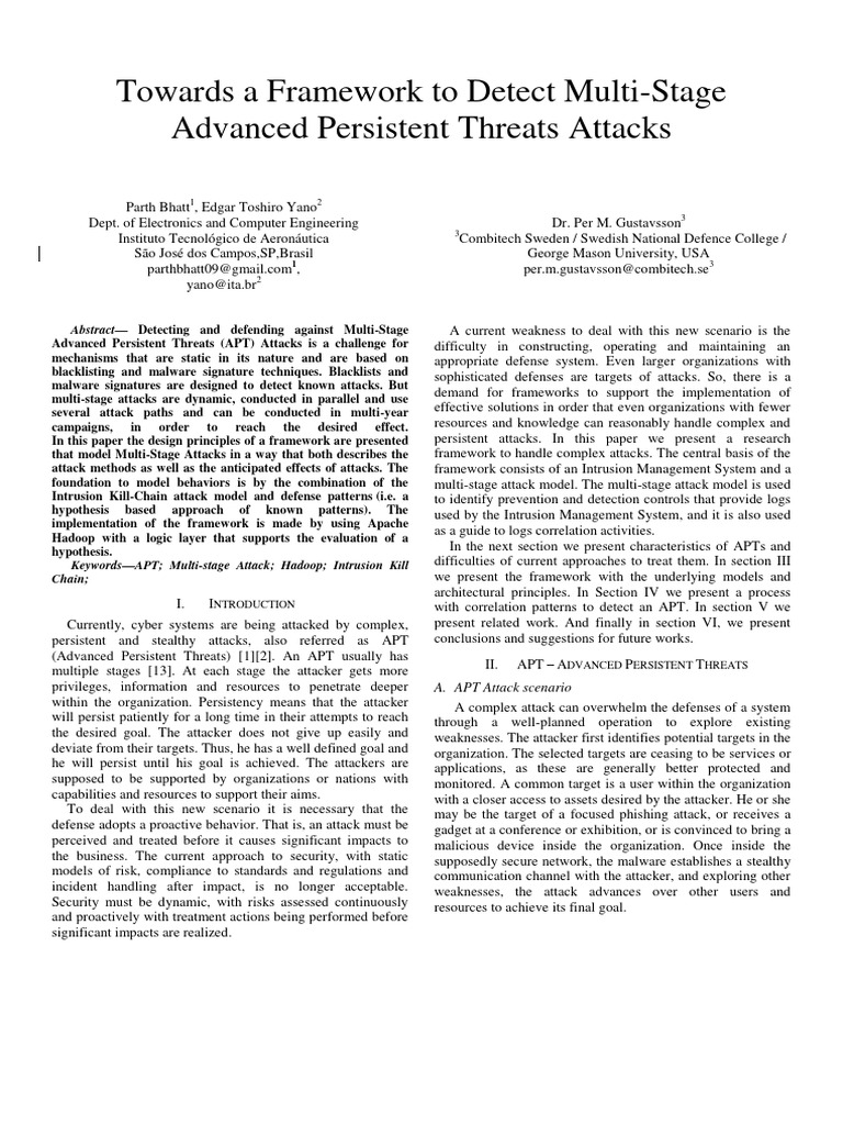 Aricle-Towards A Framework To Detect Multi-Stage | Download Free PDF ...