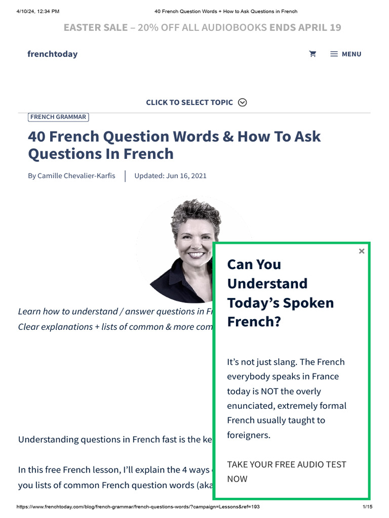 Mastering French Question Words | PDF | French Language | Question