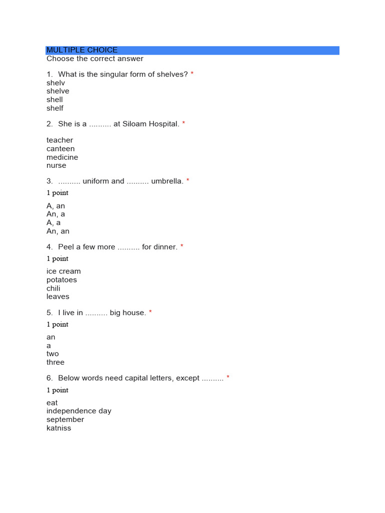 BT 1 - Grammar MT 1 Rev TERM 1 | PDF | Mouse | Linguistics