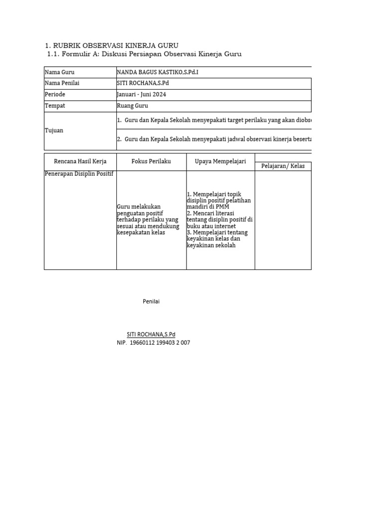 Nanda - Form Rubrik Penilaian Kinerja Guru | PDF Nanda - Form Rubrik Penilaian Kinerja Guru | PDF