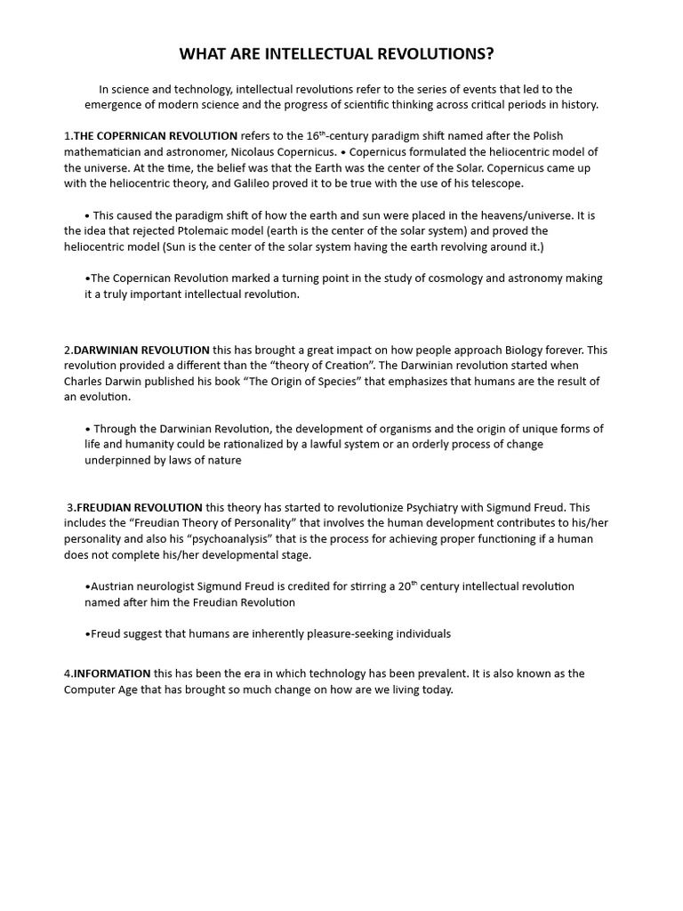 Intellectual Revolution That Defined Society | PDF | Heliocentrism ...