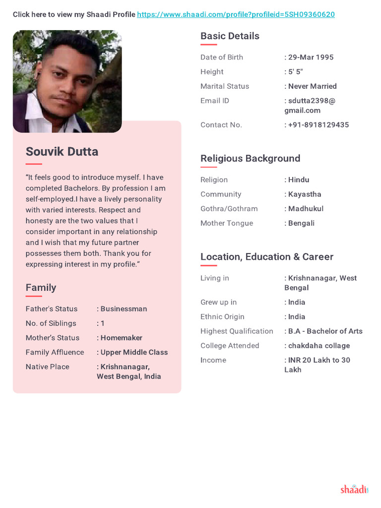 Souvik Biodata | PDF