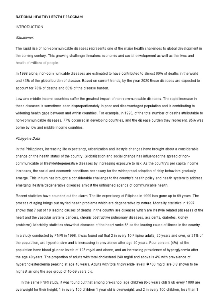 National Healthy Lifestyle Program Overview | PDF | Non Communicable ...