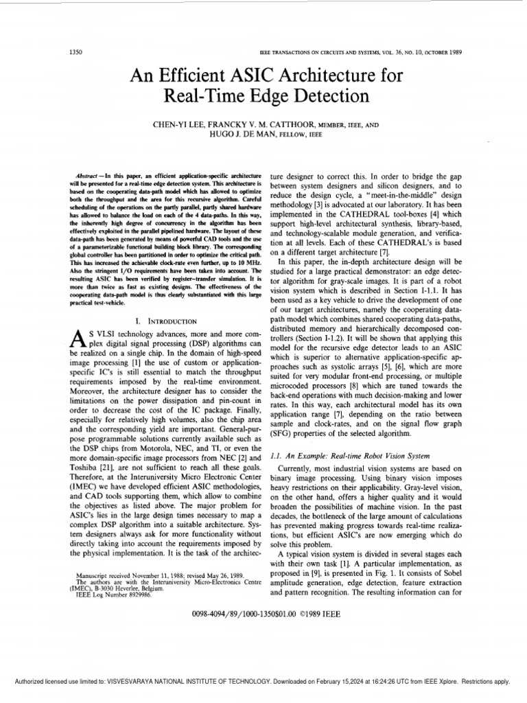 An Efficient ASIC Architecture For Real-Time Edge Detection | PDF | Algorithms | Real Time Computing