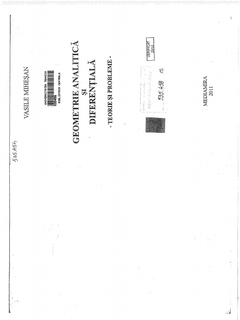 Geometrie Analitica Si Diferentiala | PDF