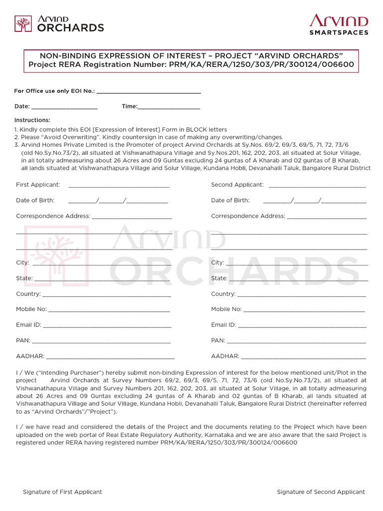 Orchards Eoi Form - 30-1-24 | PDF | Value Added Tax | Commercial Property