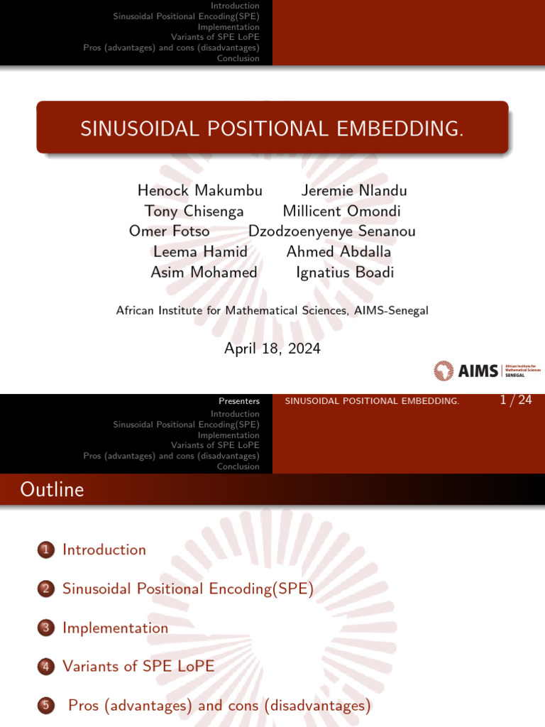 Sinusoidal Positional Embedding | Download Free PDF | Sine Wave | Applied Mathematics