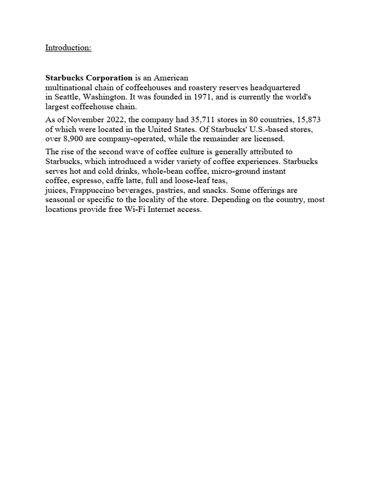 Starbucks Project | PDF | Starbucks | Retail