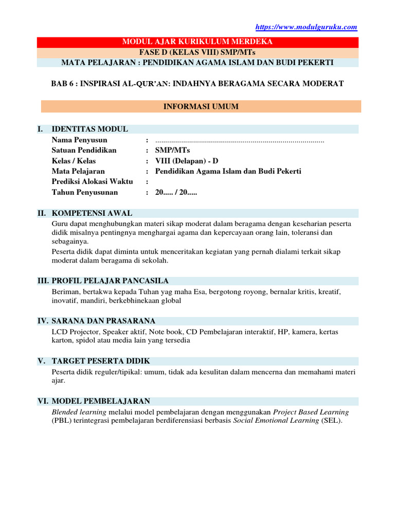 Modul Ajar PAI Kelas 8 Semester 2 | PDF | Karier & Perkembangan ...