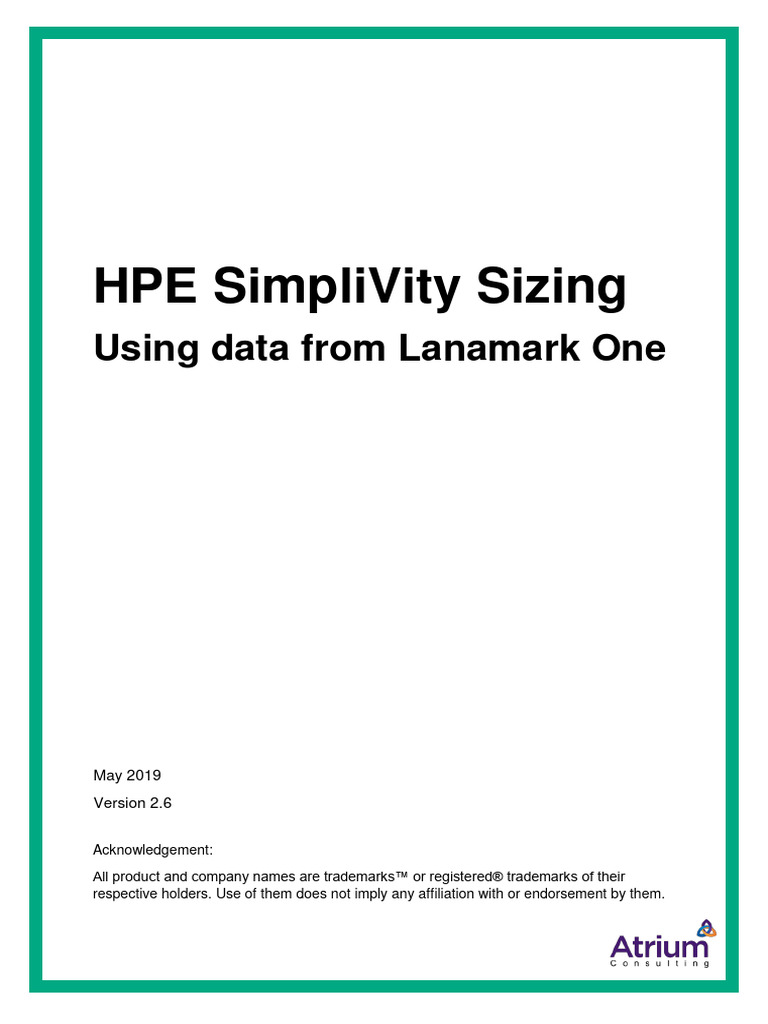 Using Lanamark One Data For SimpliVity Sizing v2.8 | PDF | Backup | Virtual Machine
